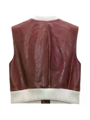 Dorothee Schumacher Burgundy Leather Ribbed Vest
