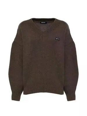 ROTATE BY BIRGER CHRISTENSEN Logo Patch V-neck Sweater