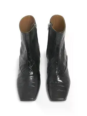 Marni Croc-effect Leather Ankle Boots