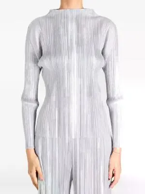 Issey Miyake Pleated Long-sleeve Top