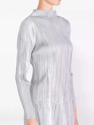 Issey Miyake Pleated Long-sleeve Top