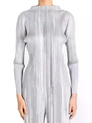 Issey Miyake Pleated Long-sleeve Top - Grey