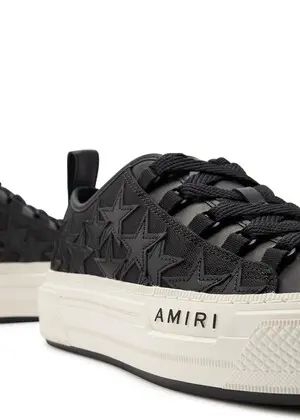 Amiri Stars Appliquéd Leather And Canvas Sneakers - Black