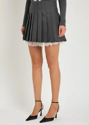 SELF-PORTRAIT Pleated Lace-trim Mini Skirt