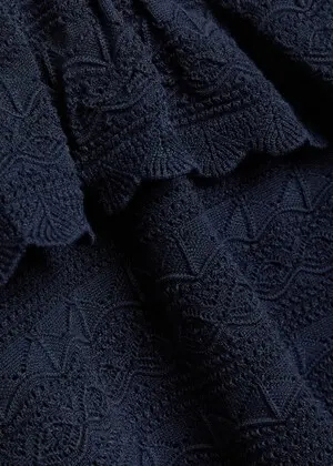 SELF-PORTRAIT Peplum Pointelle-knit Mini Dress