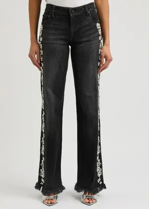Alice + Olivia Roxie Embellished Straight-leg Jeans