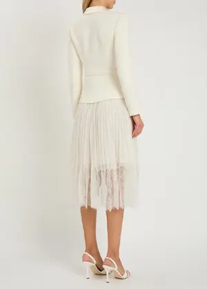 SELF-PORTRAIT Belted Bouclé And Chiffon Midi Dress