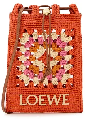 Loewe X Paula's Ibiza Raffia Cross-body Pouch - Orange