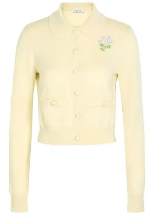 SELF-PORTRAIT Floral Embroidered Wool Cardigan