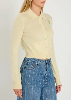 SELF-PORTRAIT Floral Embroidered Wool Cardigan