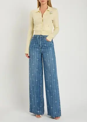 SELF-PORTRAIT Floral Embroidered Wool Cardigan