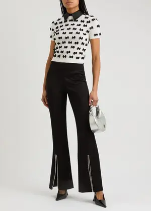 Alice + Olivia Embellished Flare Trousers