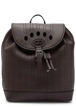 Valentino Garavani Antibes Perforated Leather Backpack - Brown