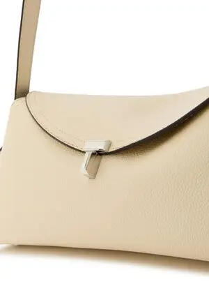 TOTEME T-lock Grained Leather Shoulder Bag - Ivory