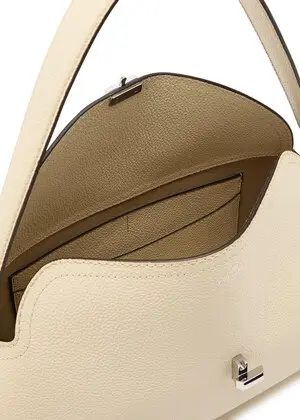 TOTEME T-lock Grained Leather Shoulder Bag - Ivory