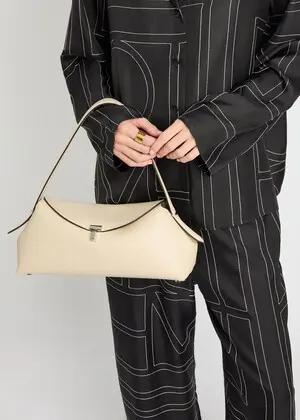 TOTEME T-lock Grained Leather Shoulder Bag - Ivory