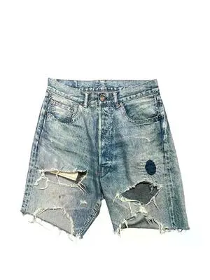 SAINT MXXXXXX Distressed Denim Shorts - Blue