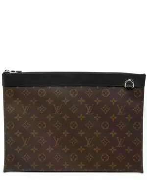 LOUIS VUITTON Monogram Macassar Discovery Pochette Gm Clutch Bag - Brown