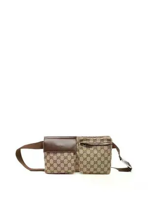 Gucci Gg Canvas Double Pocket Belt Bag - Neutrals