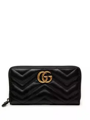 Gucci 2016-2026 Gg Marmont Matelasse Calfskin Zip Around Wallet Long Wallets - Black