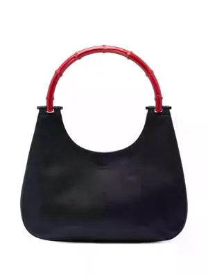 Gucci Calfskin Bamboo Handbag - Black