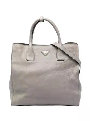 Prada Vitello Daino Convertible Tote Satchel - Grey