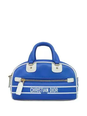 Dior Leather Vibe Bowling Bag Satchel - Blue