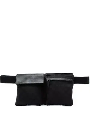 Gucci Gg Canvas Double Pocket Belt Bag - Black