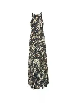 Simkhai Floral Print Ruched Maxi Dress