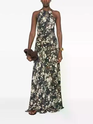 Simkhai Floral Print Ruched Maxi Dress
