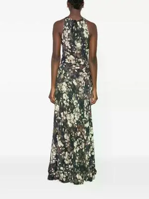 Simkhai Floral Print Ruched Maxi Dress