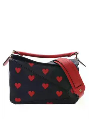 Loewe Small Calfskin Heart Puzzle Satchel - Black