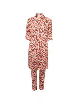 Victoria Beckham Cherry Print Tunic Trousers Set