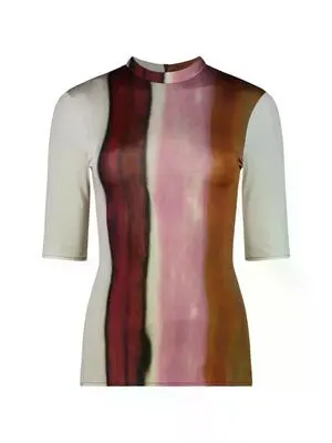 ELLERY Striped High Neck T-shirt - Neutrals