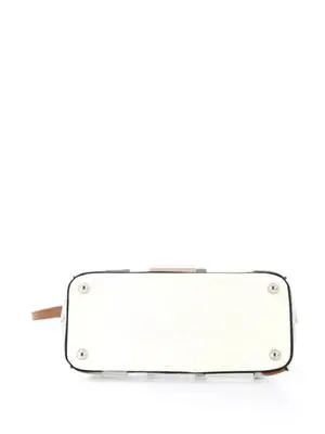 Prada Double Zip Lux Striped Saffiano Leather Small Tote Bag