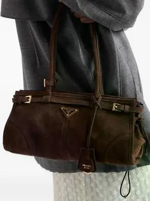 Prada Suede Tote Bag - Brown