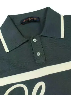 LOUIS VUITTON 2020s Cotton Striped Polo Shirt - Green