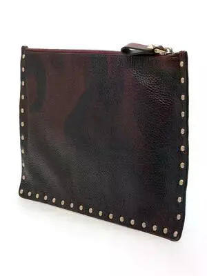 Valentino Garavani Grained Calfskin Rockstud Camouflage Zip Clutch Bag - Red