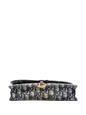 Dior Oblique Canvas Saddle Pouch Wallet On Chain - Blue