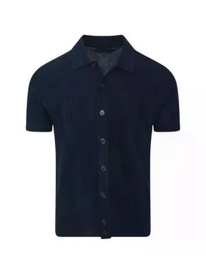 PYA Ribbed-knit Button-up Shirt - Blue