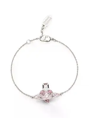 VIVIENNE WESTWOOD Diamante Heart Orb Plaque Bracelet - Silver