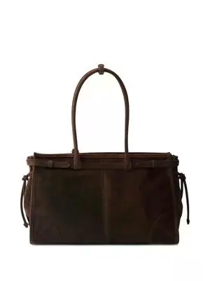 Prada Bonnie Large Suede Handbag - Brown