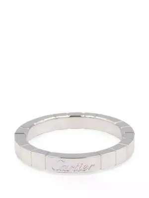 Cartier Laniere Engraved Logo Ring In 18k White Gold - Silver