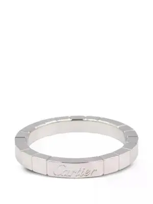 Cartier Laniere Engraved Logo Ring In 18k White Gold - Silver