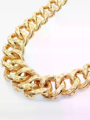 LOUIS VUITTON Engraved Monogram Necklace - Gold