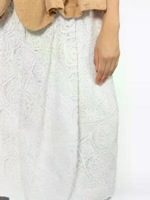 Comme Des Garçons Lace Pattern Pleated Midi Skirt