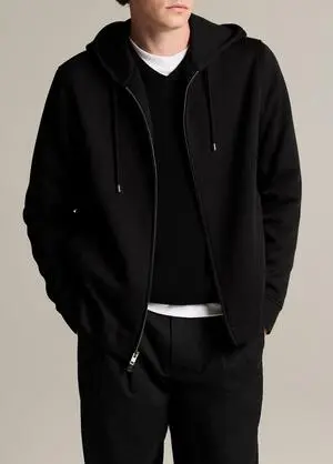 Vince Cotton-blend Scuba Zip-front Hoodie - Black