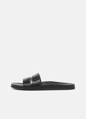 Vince Sadie Leather Slide Sandal - Black