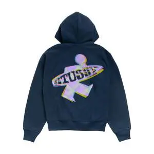 StÜssy Dot Surf Puff Print Zip Hoodie - Navy
