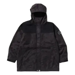 A BATHING APE Solid Camo Jacquard Long Jacket - Black